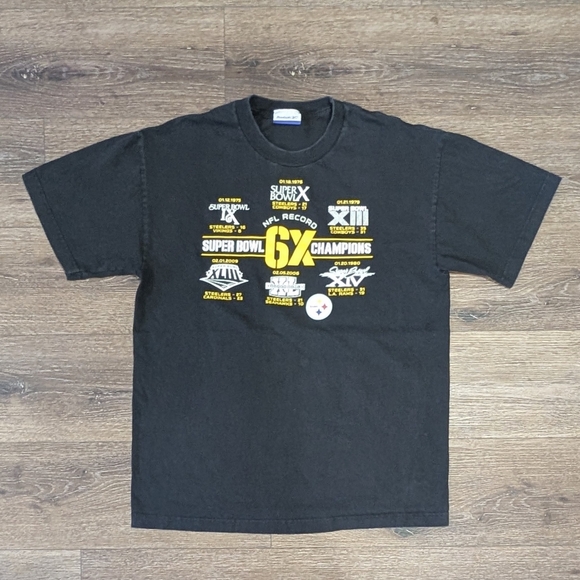 Reebok | Shirts | Reebok Nfl Pittsburgh Steelers 6x Champions Tshirt ...